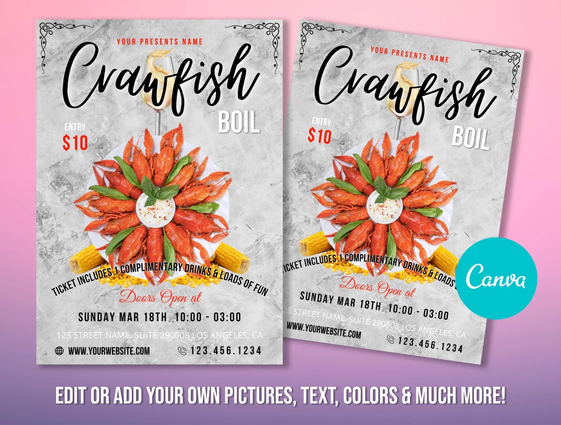 Crawfish Boil, Crawfish Boil Flyer, Crawfish Boil Invitation, Editable ...