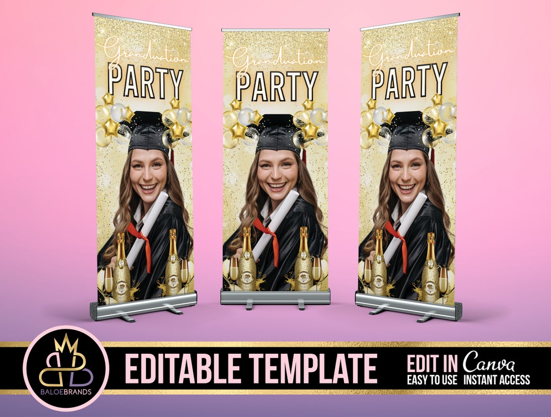 Graduation Banner, Grad Banner, Retractable Banner Template Canva, Roll ...
