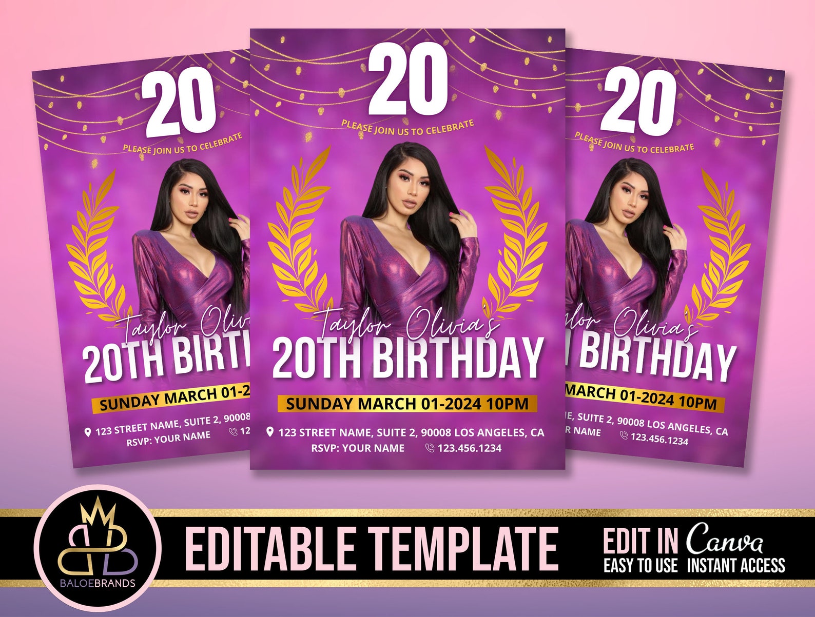 Editable Birthday Invitation DIY Canva Template Birthday - Etsy