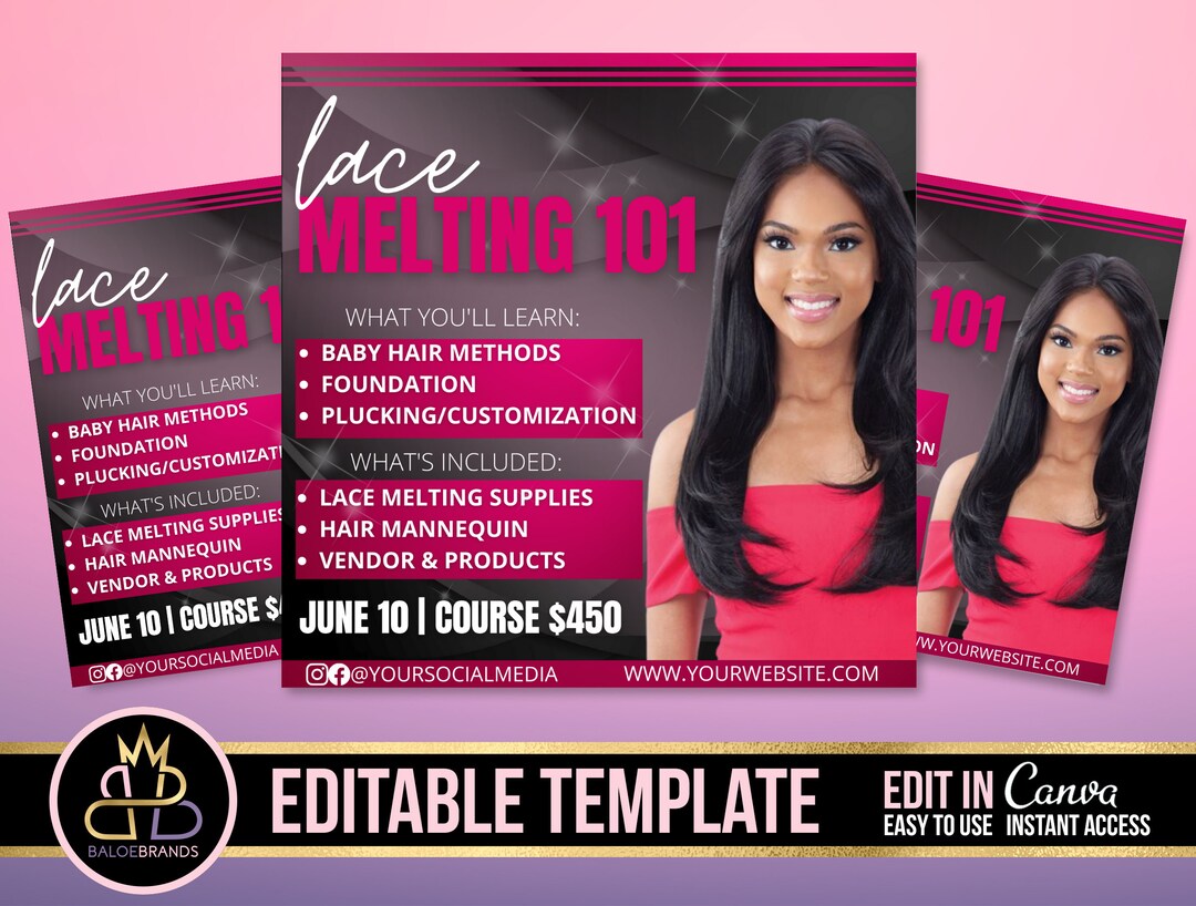 Lace Melting Flyer, Lace Flyer, Lace Hair Editable Social Media Flyer ...