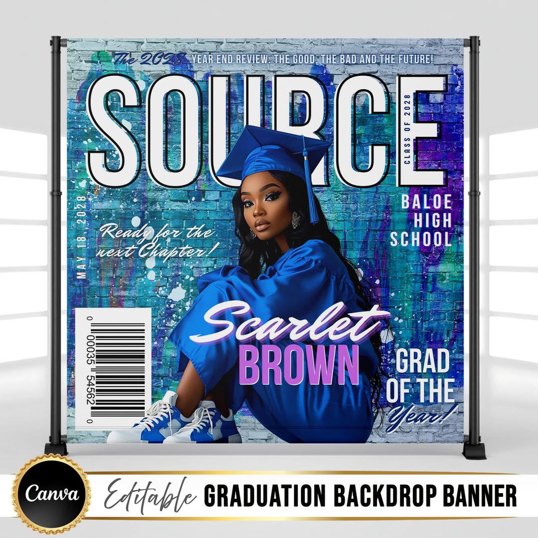 Custom Graduation Backdrop, Grad Prom Decor, Editable Canva Backdrop ...