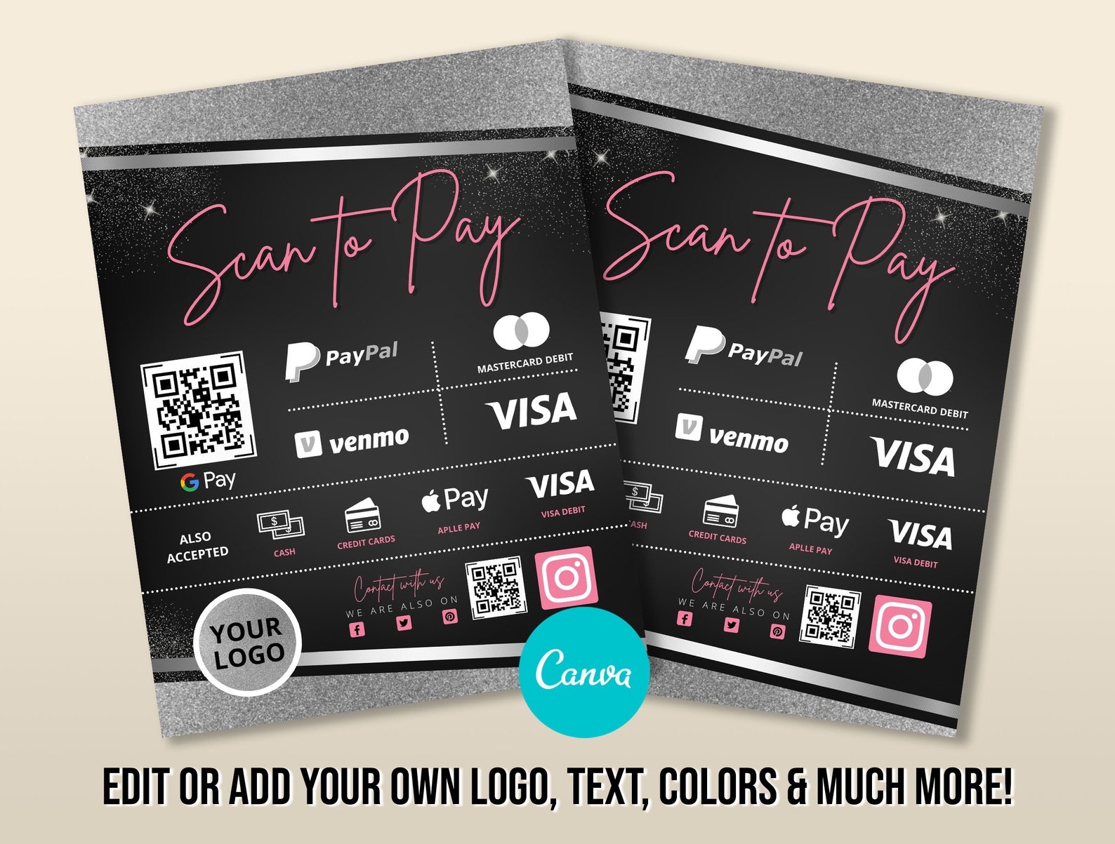 Scan to Pay Template Editable Template Canva Template Salon - Etsy