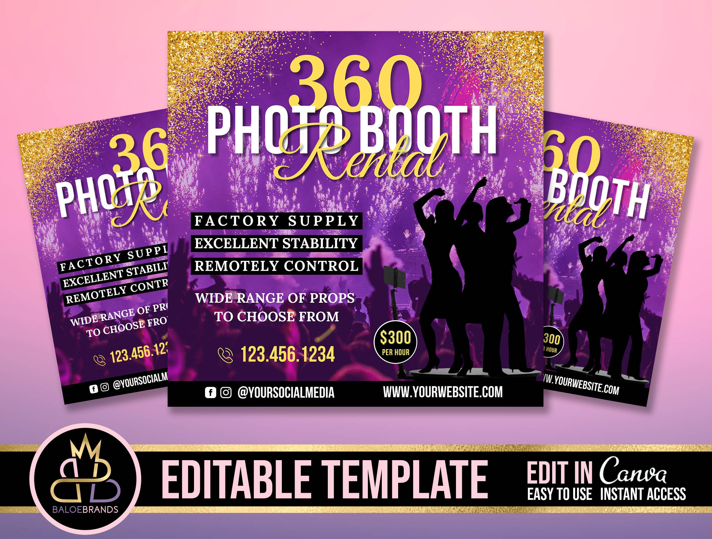 360 Photo Booth, Social Media Flyer, 360 Photo Booth Advertisement ...