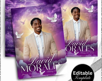 Purple Funeral Program 8 Pages Purple Obituary Memorial Program ...
