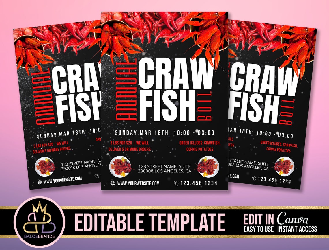 Crawfish Boil, Crawfish Boil Flyer, Crawfish Boil Invitation, Editable ...