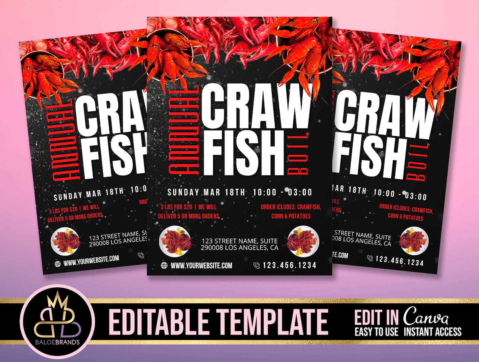 Crawfish Boil, Crawfish Boil Flyer, Crawfish Boil Invitation, Editable ...