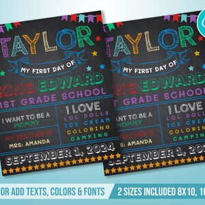 First Day of School, Chalkboard Back to School Sign, First Day or Last ...