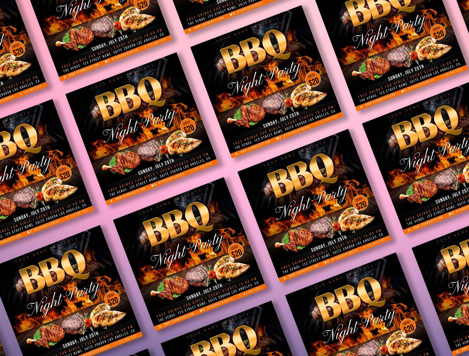 Editable Bbq Invitation, DIY Canva Template, Bbq and Grill Party Invite ...