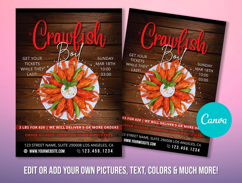 Crawfish Boil, Crawfish Boil Flyer, Crawfish Boil Invitation, Editable ...