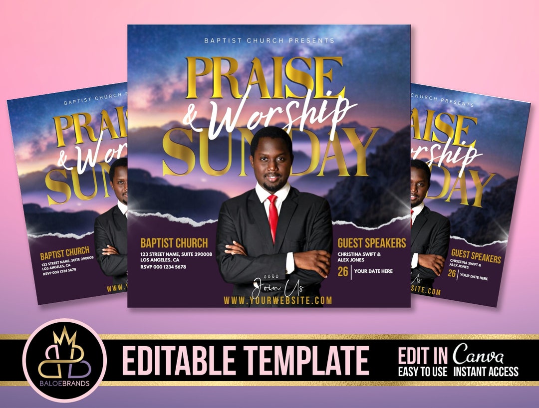 Church Conference Flyer, Editable Template, DIY Bible Service Flyer ...