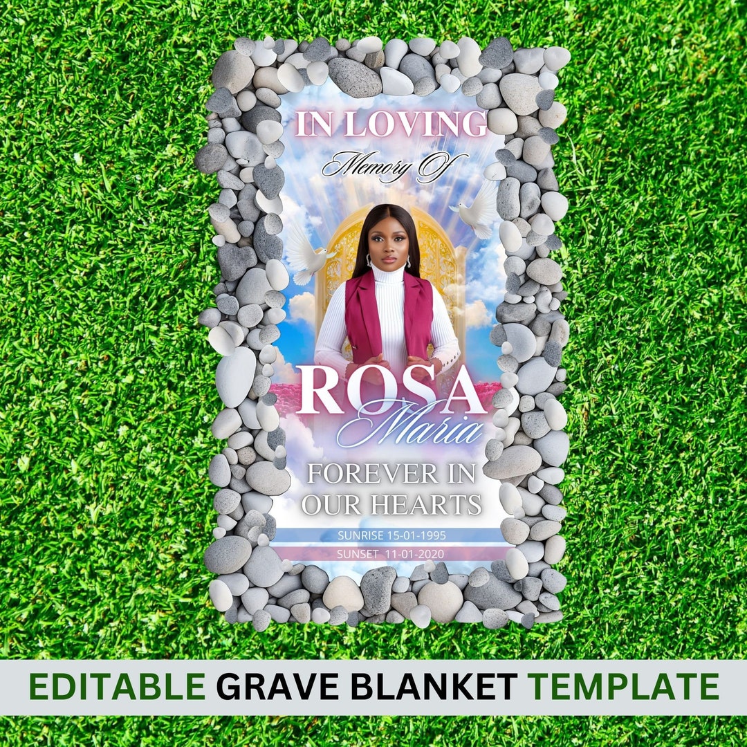 Memorial Grave Blanket Template, Editable Memorial Grave Blanket, Edit ...