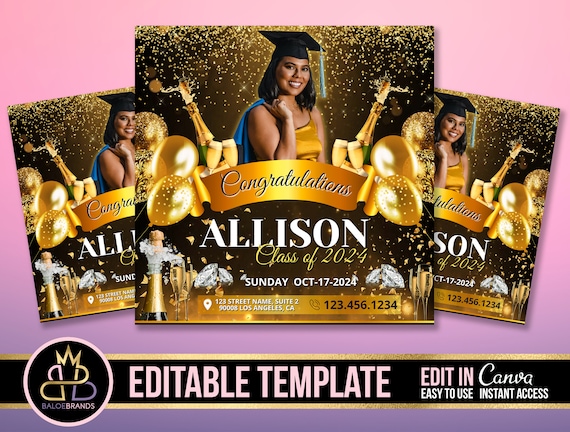 Graduation Party Graduation Flyer Editable Template | Etsy