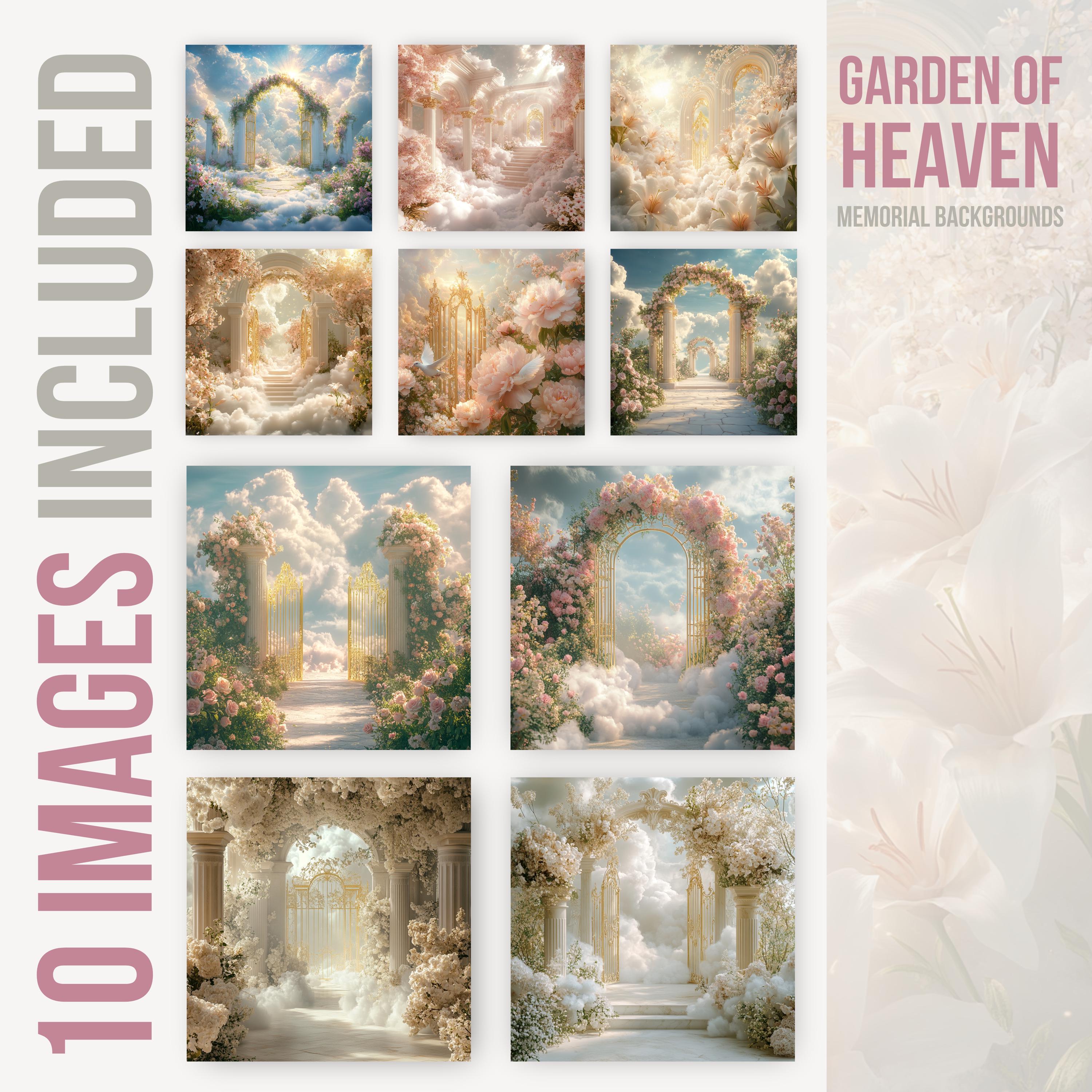 Memorial Background Bundle, 10 Heaven Images, Heavenly Garden of Heaven ...