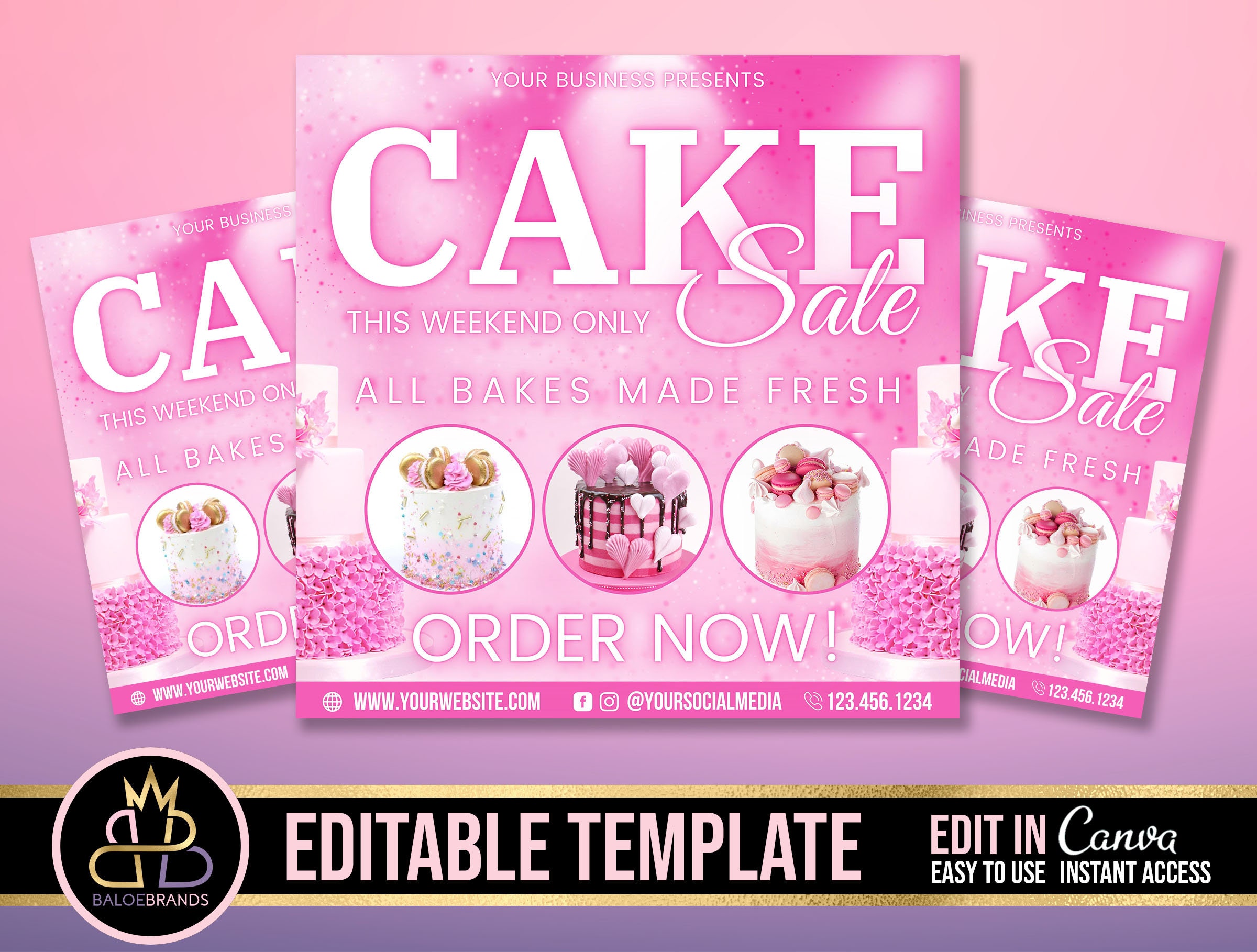 BAKING DESSERT Flyer Template, Cake Dessert Sweets Sweet Canva Bakery ...