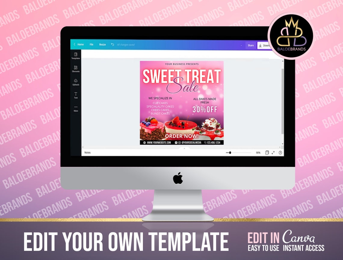 BAKING DESSERT Flyer Template, Cake Dessert Sweets Sweet Canva Bakery ...