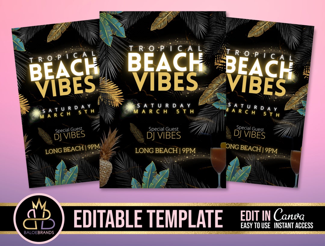 Editable Day Party Flyer Social Media, DIY Birthday Party Event ...