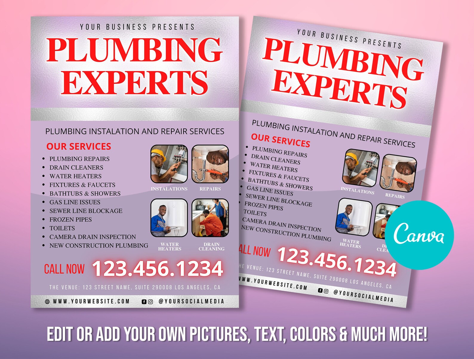 Plumbing Flyer DIY Canva Plumbing Flyer Template Editable - Etsy