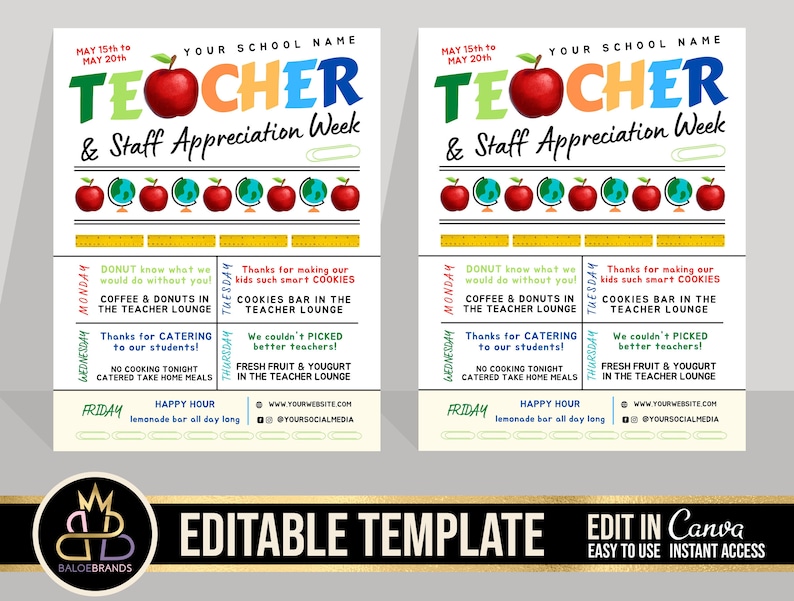 Teacher Appreciation Week, Teacher Staff Appreciation Template ...