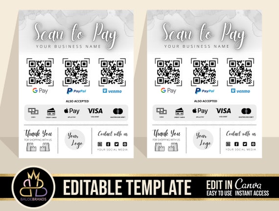 Scan to Pay Template Editable Template Canva Template Salon - Etsy