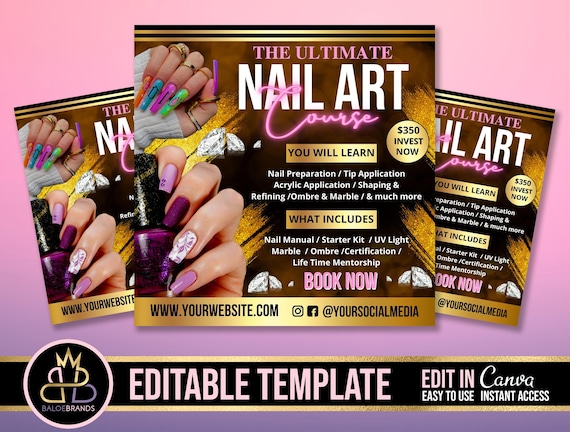 Editable Social Media Flyer Nail Flyer Training Course Nails - Etsy