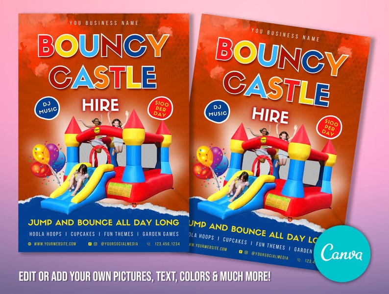 Bouncy House Flyer, Editable Social Media Flyer, Bouncy Castle Rental ...