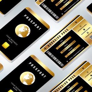 PASSPORT BUSINESS Cards, Boarding Pass Business Cards, DIY Canva ...