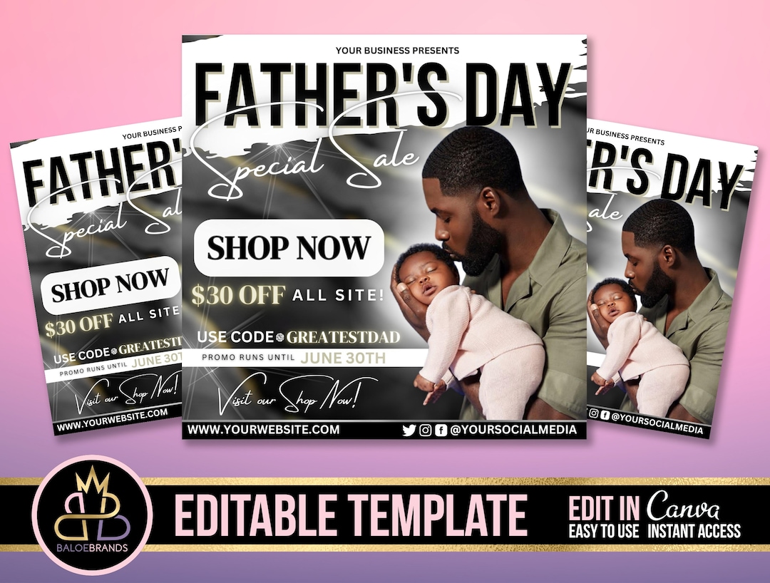 Father's Day Sale Flyer, Fathers Day Editable Social Media Flyer, DIY ...
