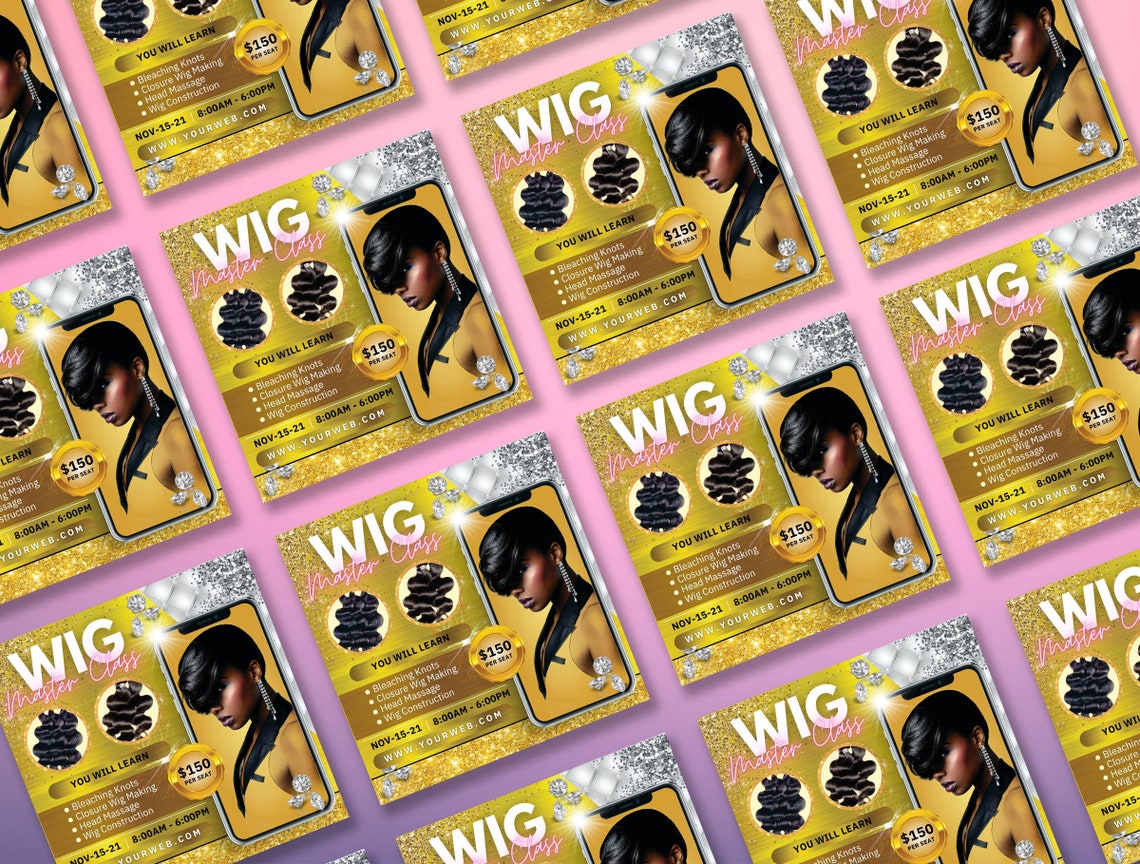 WIG Hair Editable Social Media Flyer, DIY Canva Template, Wig Course ...