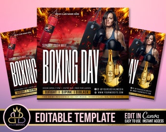 Editable Party Flyer Social Media, Boxing Night Flyer, Party Invitation ...