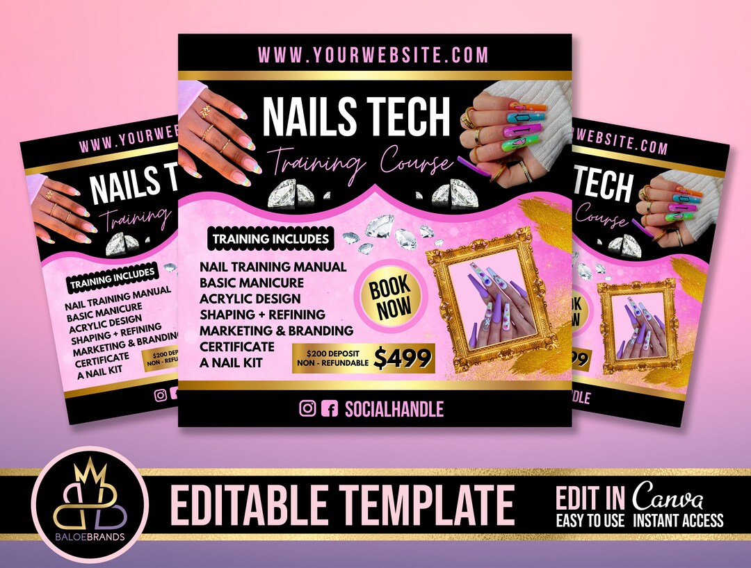 Editable Social Media Flyer, Nail Flyer Training Course, Nails Training ...