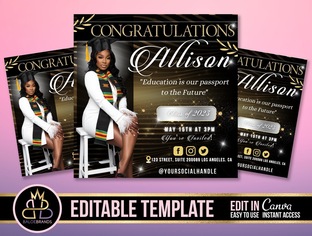 Graduation Party, Graduation Flyer, Editable Template, Graduation ...