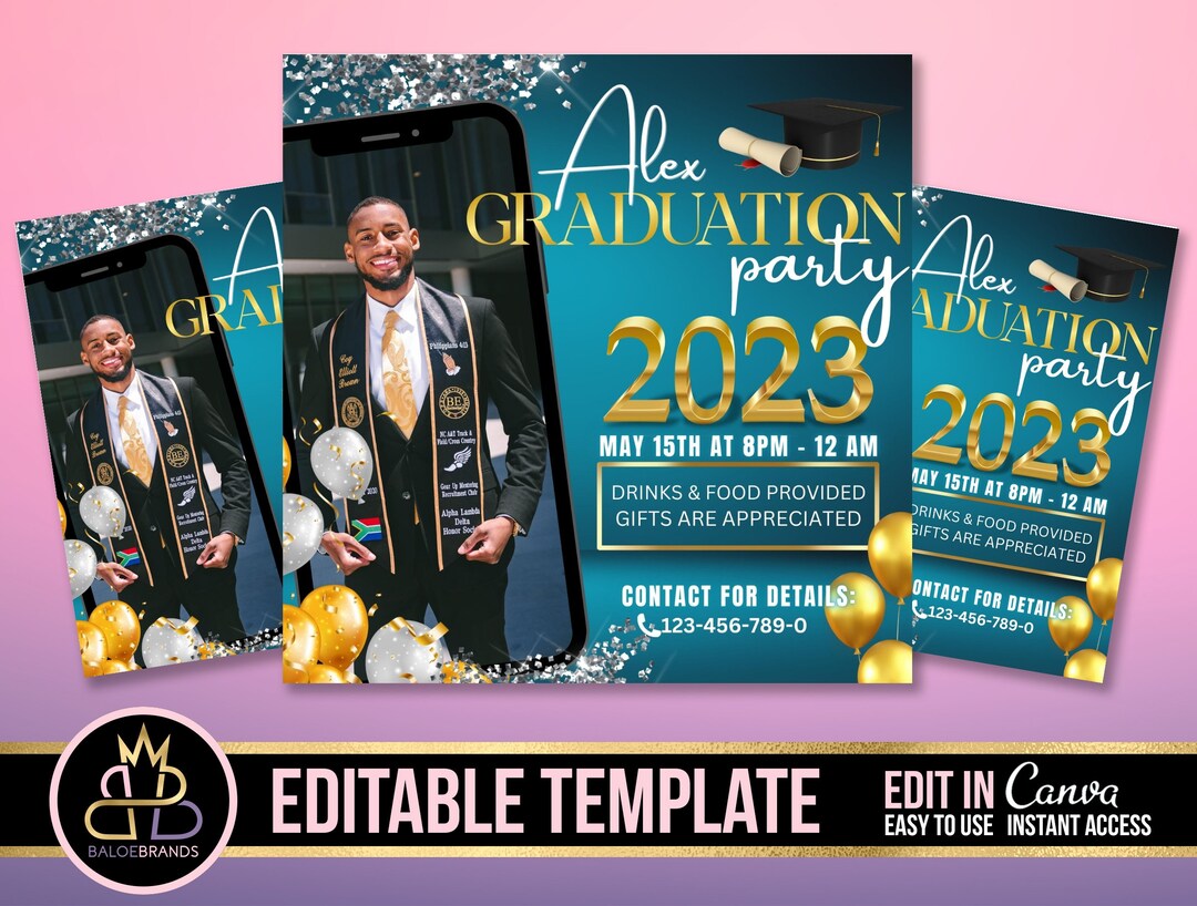 Graduation Party, Graduation Flyer, Editable Template, Graduation ...
