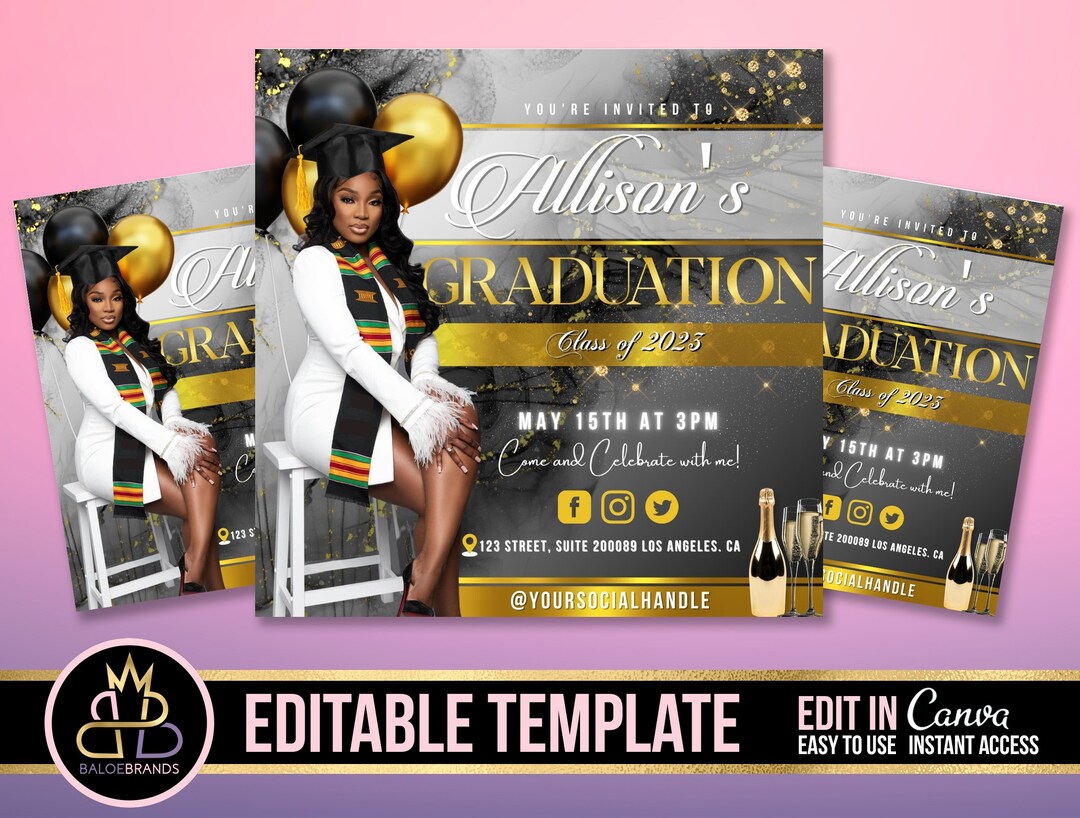 Graduation Party, Graduation Flyer, Editable Template, Graduation ...