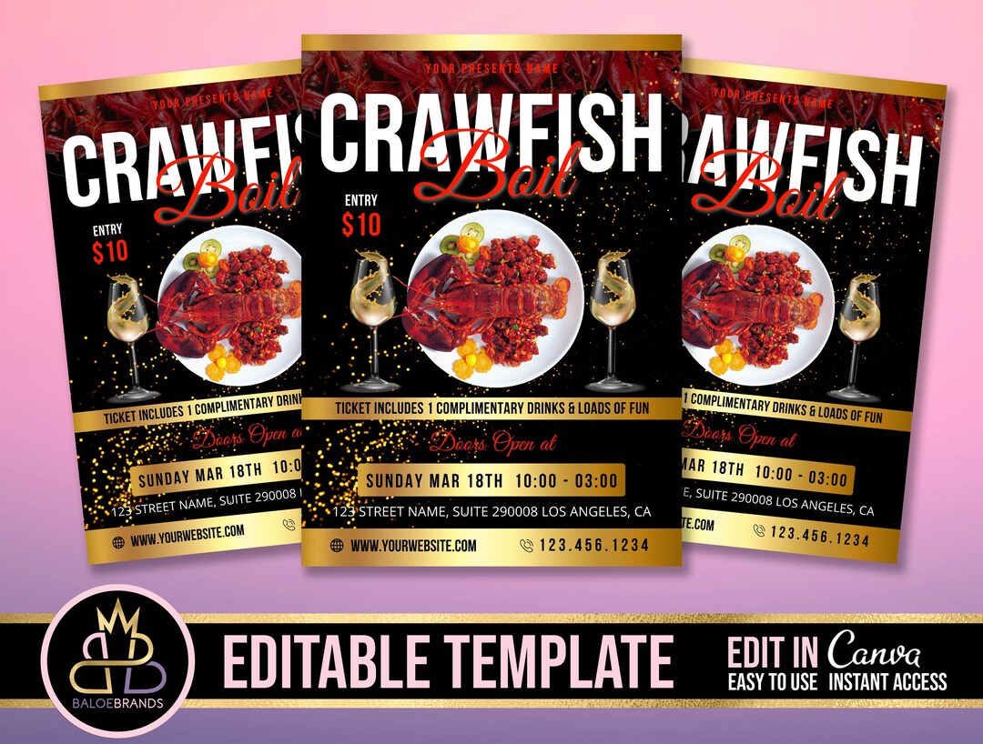 Crawfish Boil, Crawfish Boil Flyer, Crawfish Boil Invitation, Editable ...
