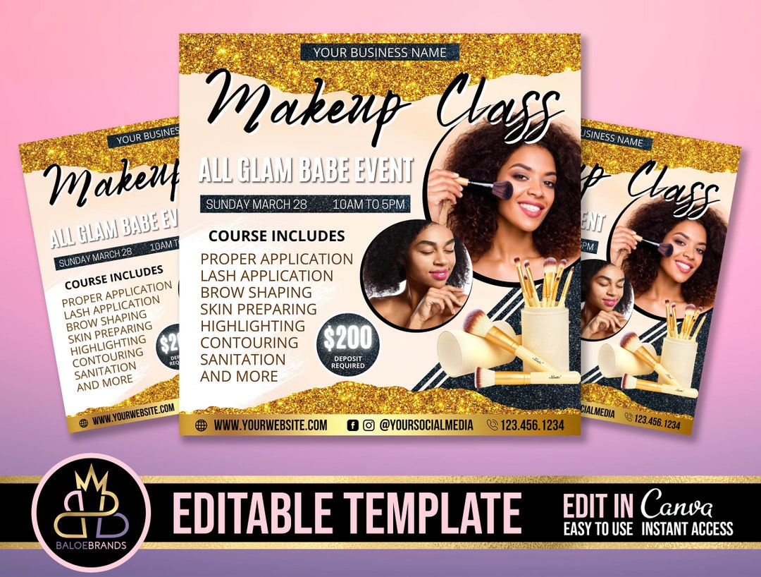 Editable Social Media Flyer, Make-up Beauty Flyer, DIY Canva Makeup ...