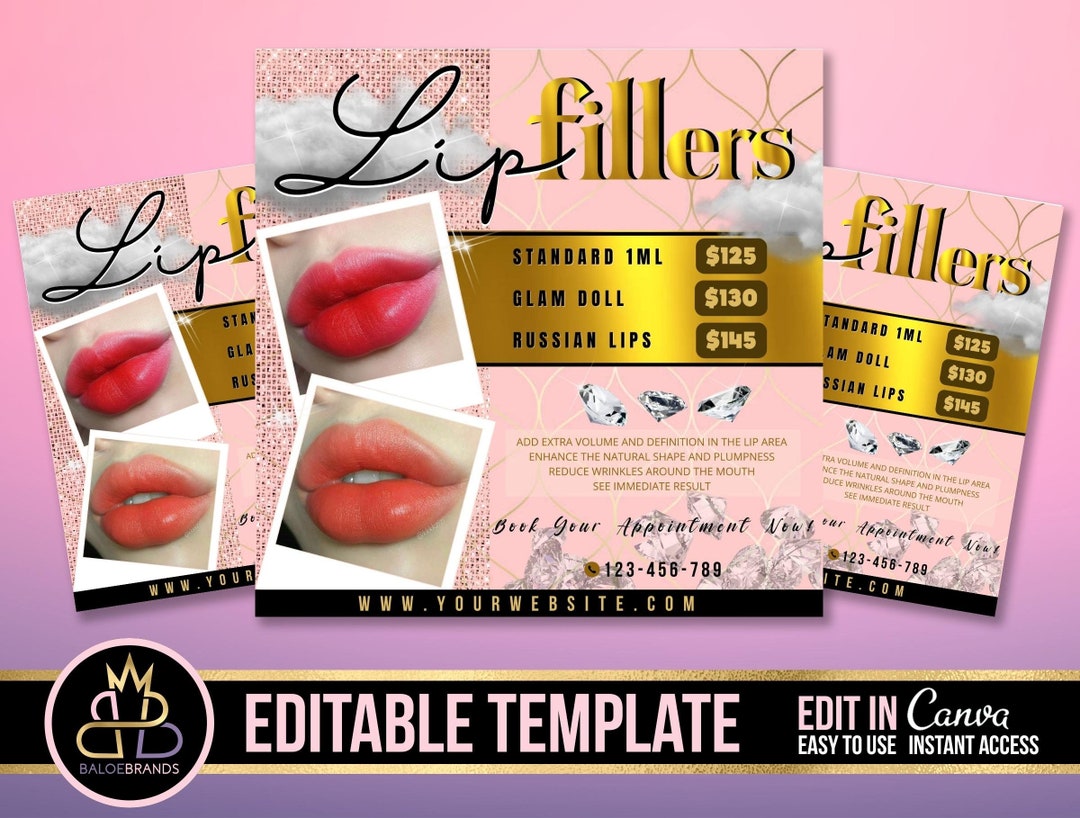 Editable Lip Flyer, Editable Social Media Flyer, Hyaluron Pen ...