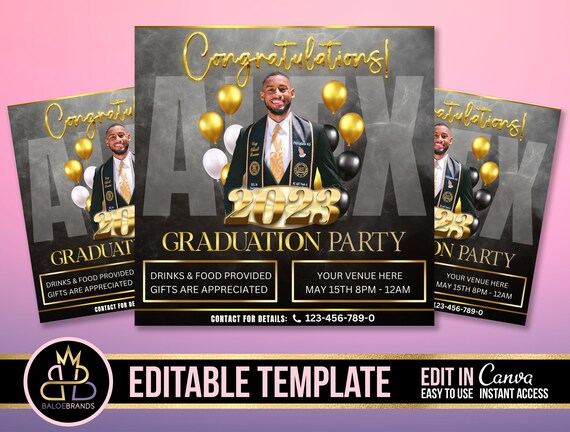 Graduation Party Flyer Template Editable
