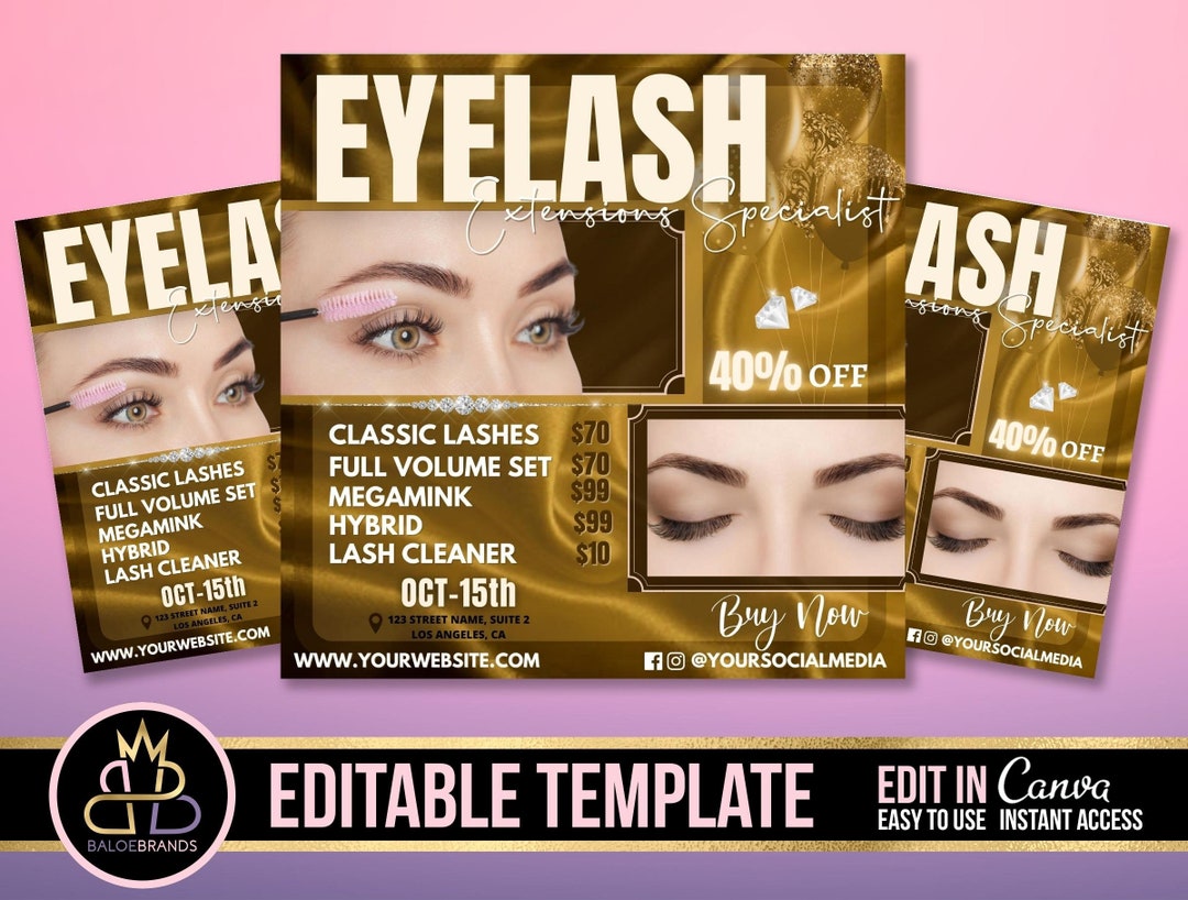 Editable Social Media Flyer Canva, DIY Appointment Available, Eye Lash ...