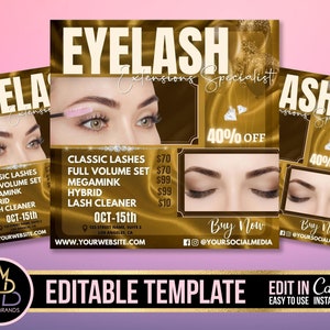 Editable Social Media Flyer Canva, DIY Appointment Available, Eye Lash ...