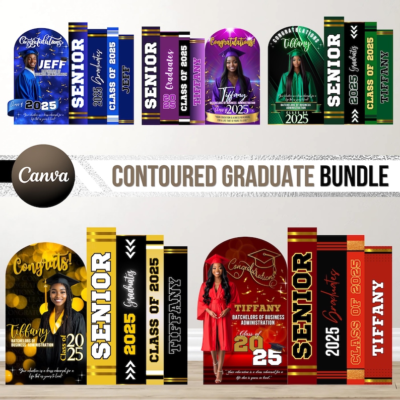 Custom Graduation Decor Bundle, Graduation Books Editable Canva ...