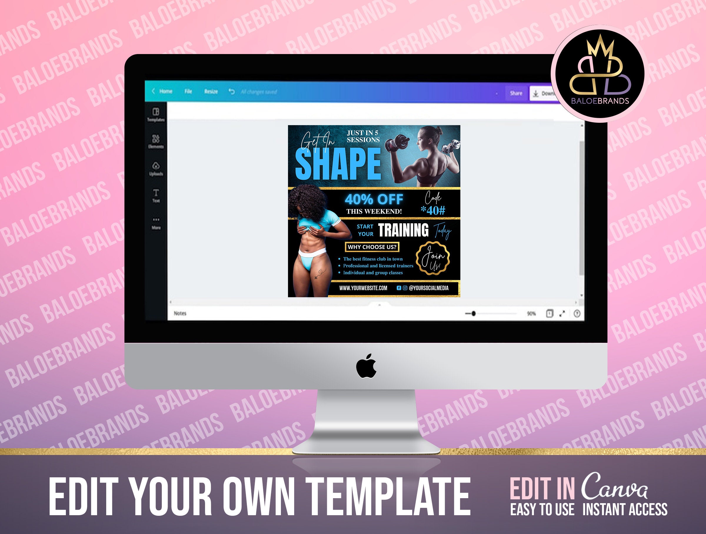 Editable Canva Fitness Template, DIY Gym Workout Flyer, Instagram Fit ...