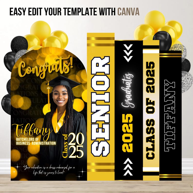 Custom Graduation Decor Bundle, Graduation Books Editable Canva ...
