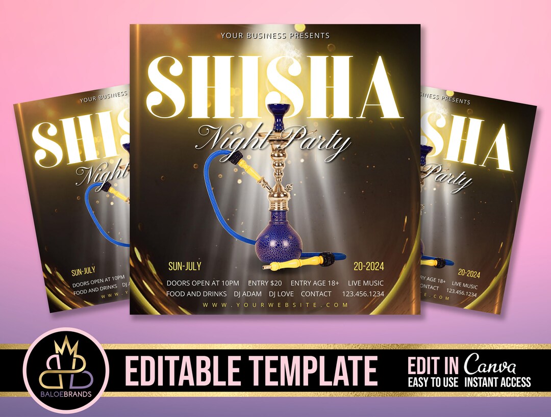 Hookah Party Flyer, Hookah Invitation, Hookah Lounge Flyer, Shisha ...