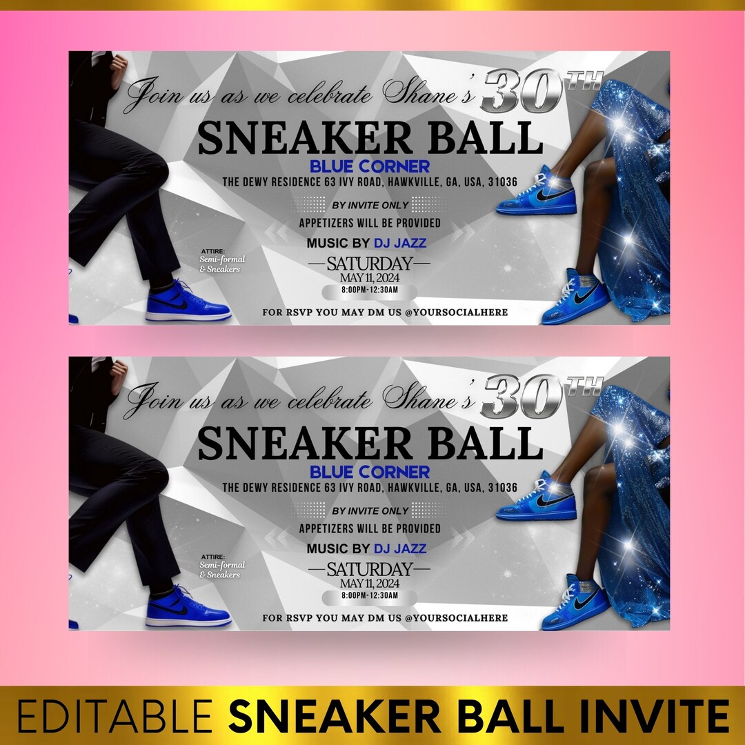 Editable Sneaker Ball Gala, Sneaker Ball Invite, Sneaker Ball Gala ...