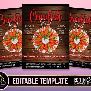 Crawfish Boil, Crawfish Boil Flyer, Crawfish Boil Invitation, Editable ...
