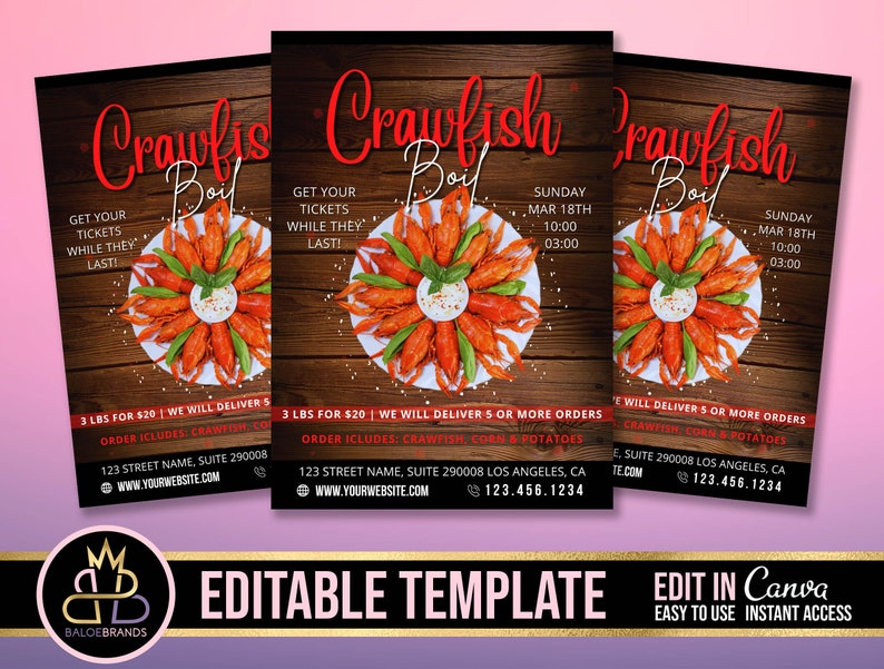 Crawfish Boil, Crawfish Boil Flyer, Crawfish Boil Invitation, Editable ...