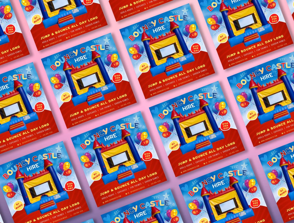 Bouncy House Flyer, Editable Social Media Flyer, Bouncy Castle Rental ...