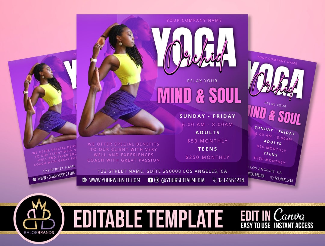 Yoga Class Instructor Flyer Template, Yoga Flyer, Editable Template ...