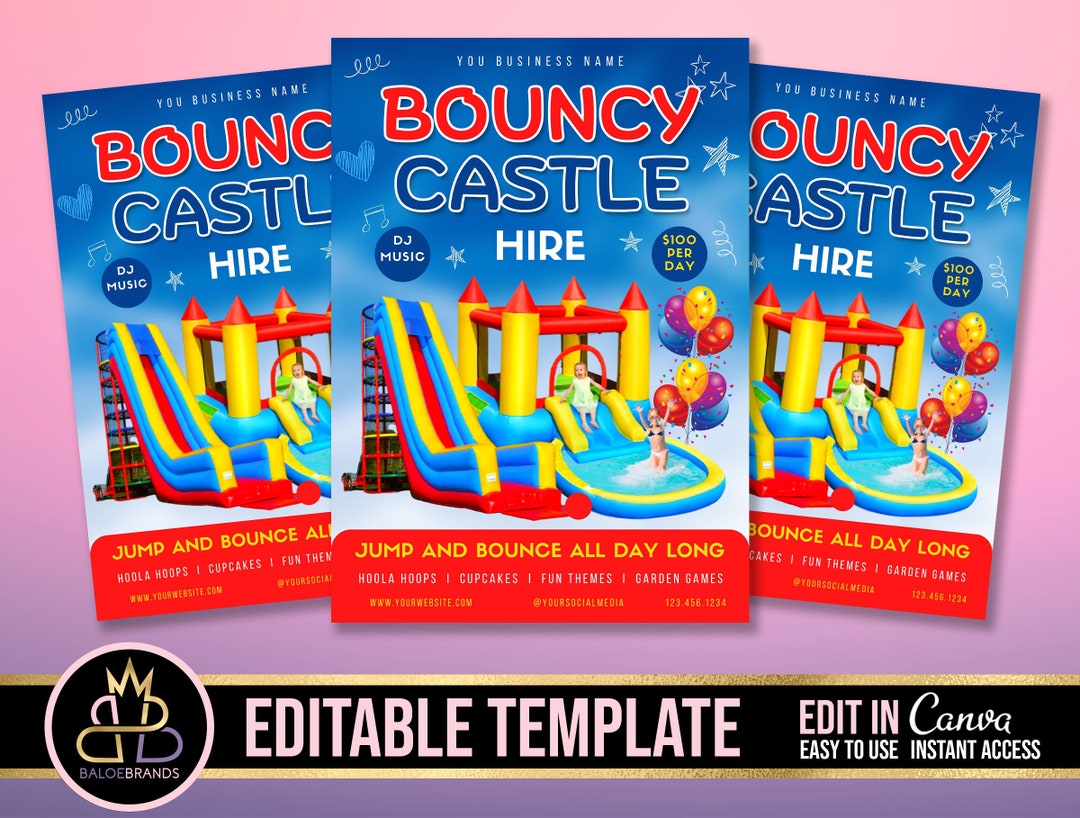 Bouncy House Flyer, Editable Social Media Flyer, Bouncy Castle Rental ...