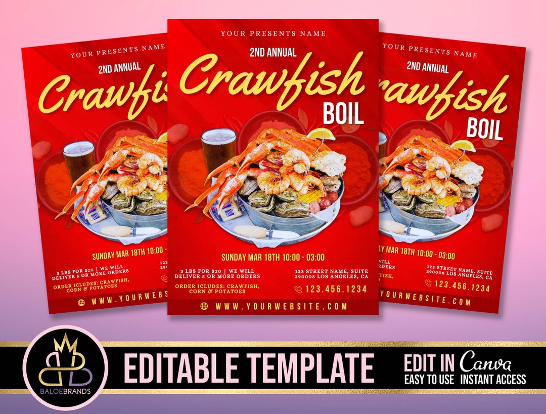 Crawfish Boil, Crawfish Boil Flyer, Crawfish Boil Invitation, Editable ...